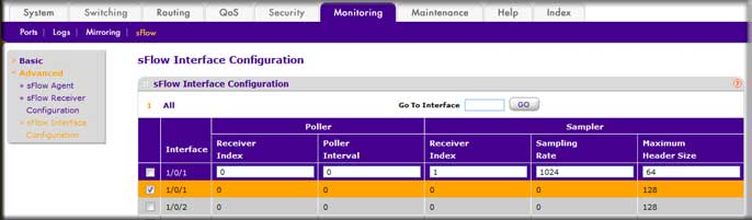 How do I configure statistical packet-based sampling with sFlow using the web interface on my ...